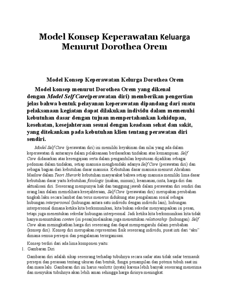 Model Konsep Dorothea Orem | PDF