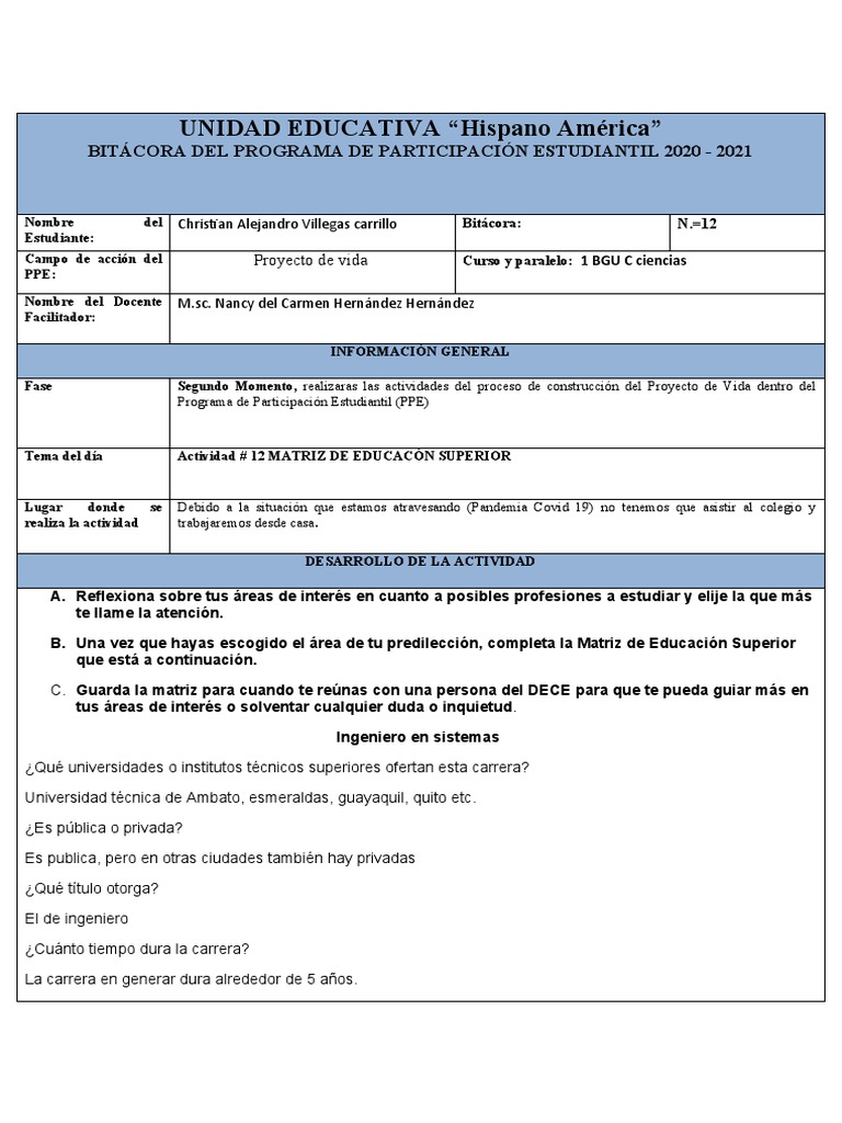 Bitacora 12 | PDF | Science | Ciencia y Tecnología