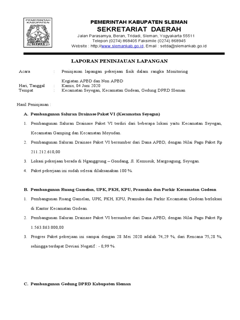 Laporan Peninjauan Lapangan | PDF