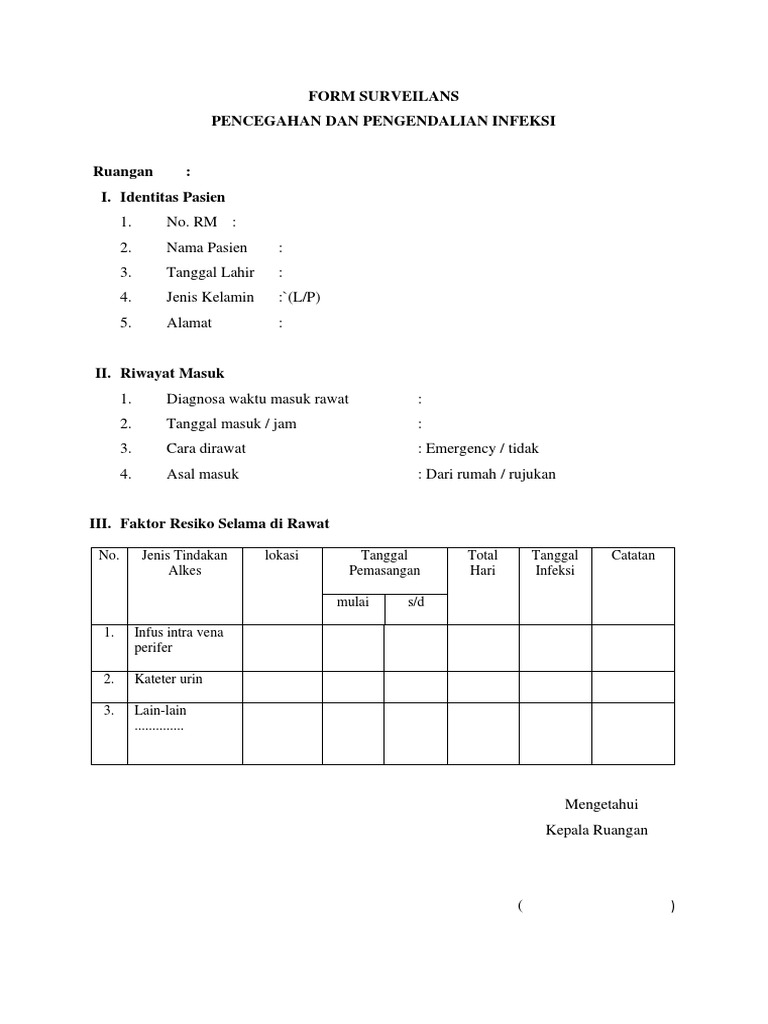Form Surveilans Ppi | PDF