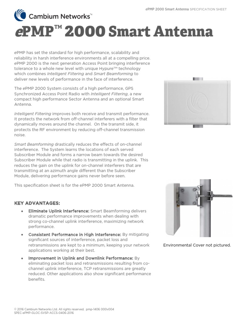 Cambium Epmp 2000 Smart Antenna Specification Sheet | PDF ...