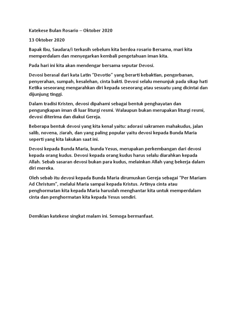 Devosi Kepada Bunda Maria | PDF