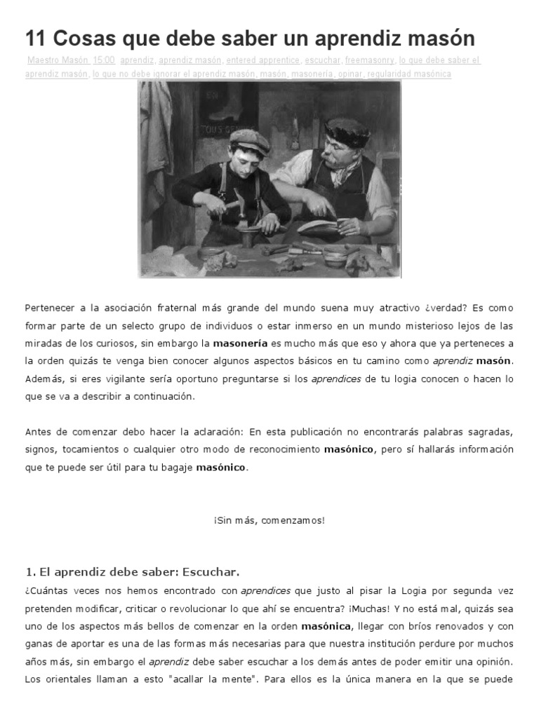 11 Claves para Aprendices Masones | PDF | Masonería | Conocimiento