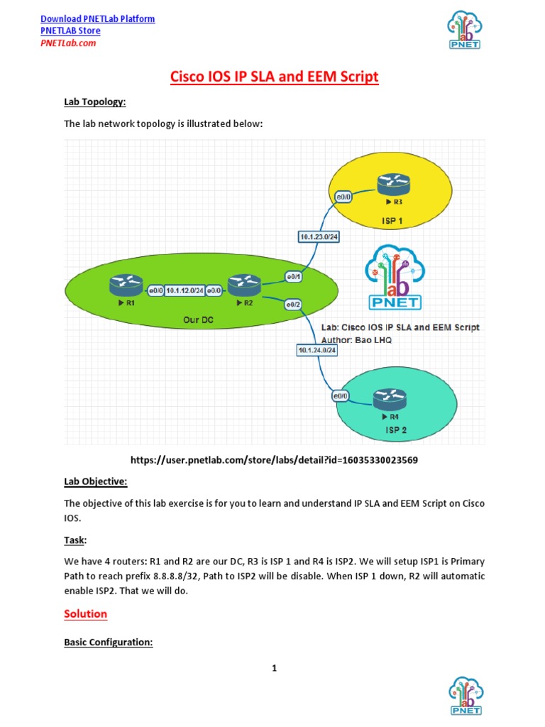 Cisco IOS IP SLA and EEM Script | PDF | Internet Protocols | Ip Address