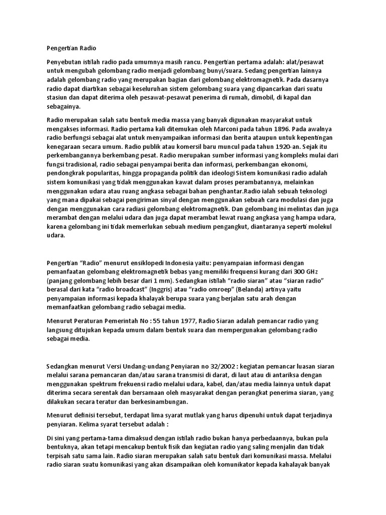 Pengertian dan Sejarah Radio | PDF | Perjalanan