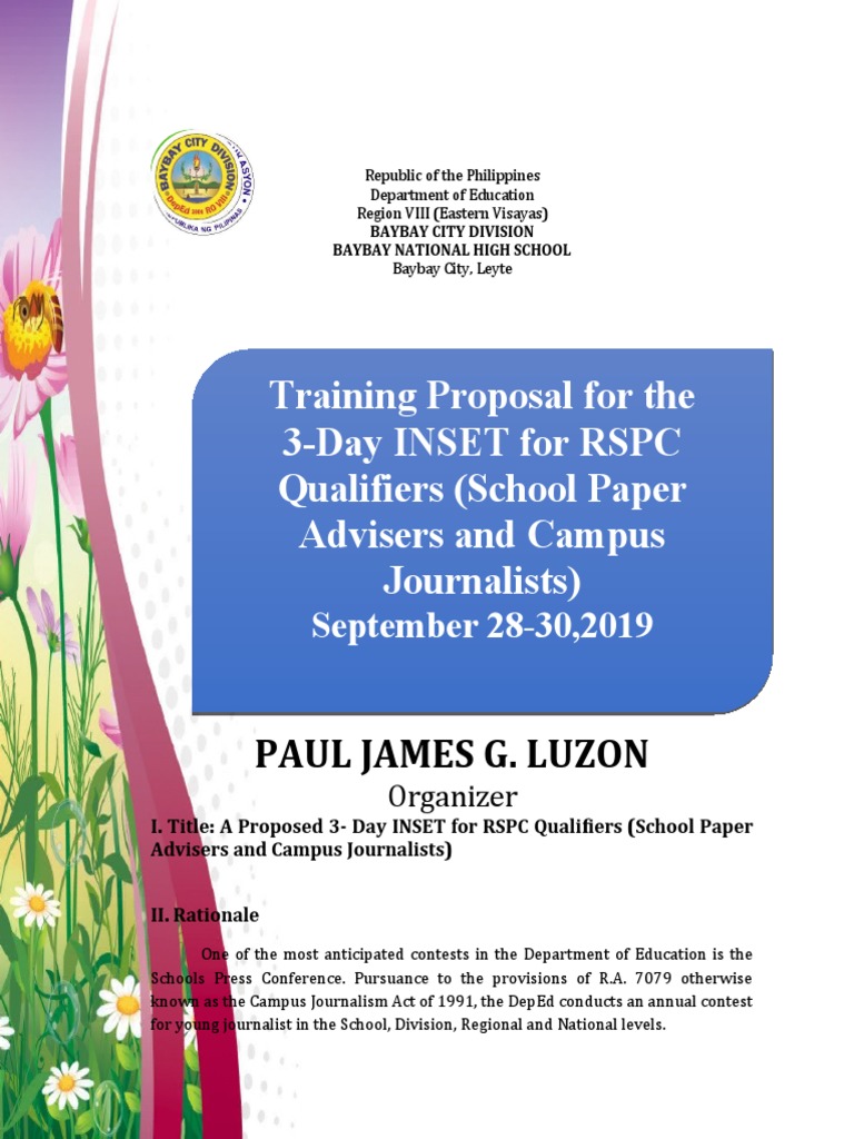 INSET Proposal Sample | PDF | News | News Media