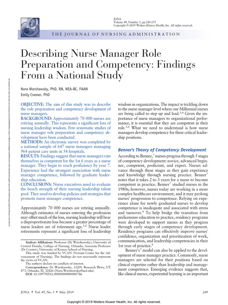 Describing - Nurse - Manager - Role - Preparation - and Competency ...