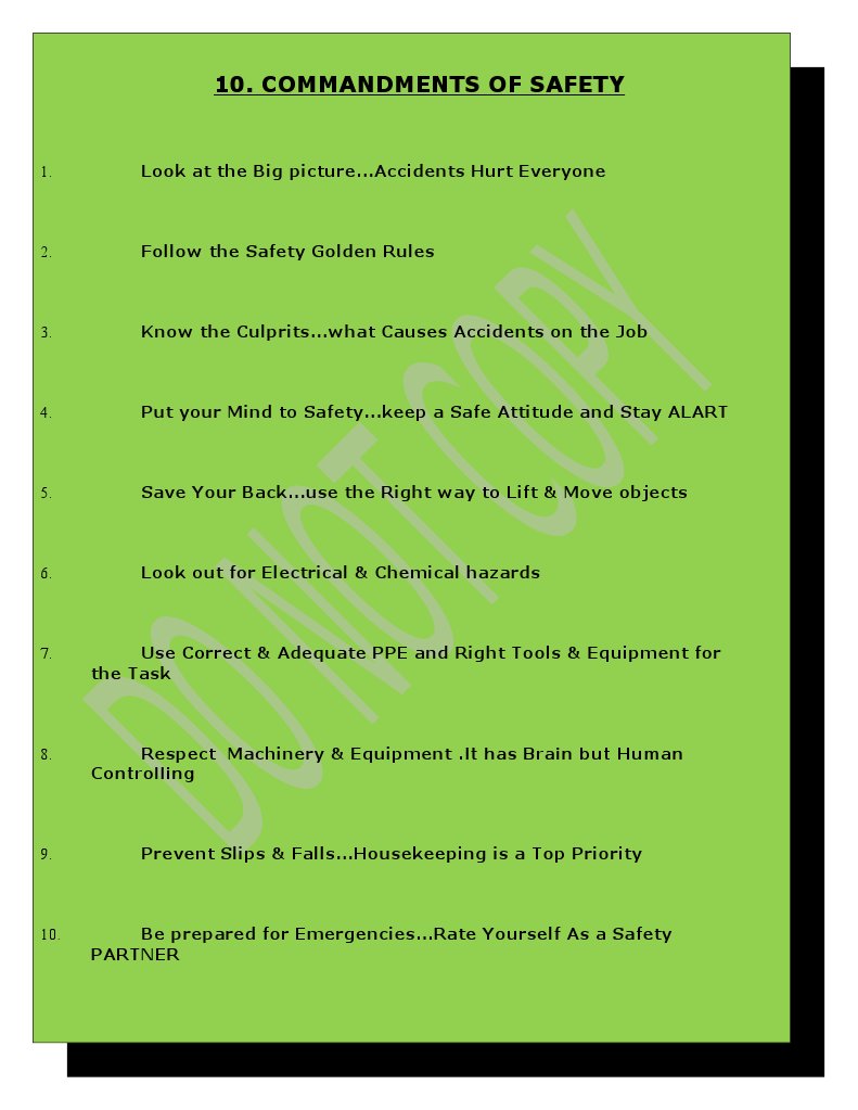 10 Commandment of Safety | PDF