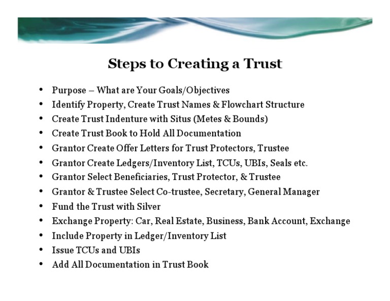 Trust Creation Steps | PDF | Law