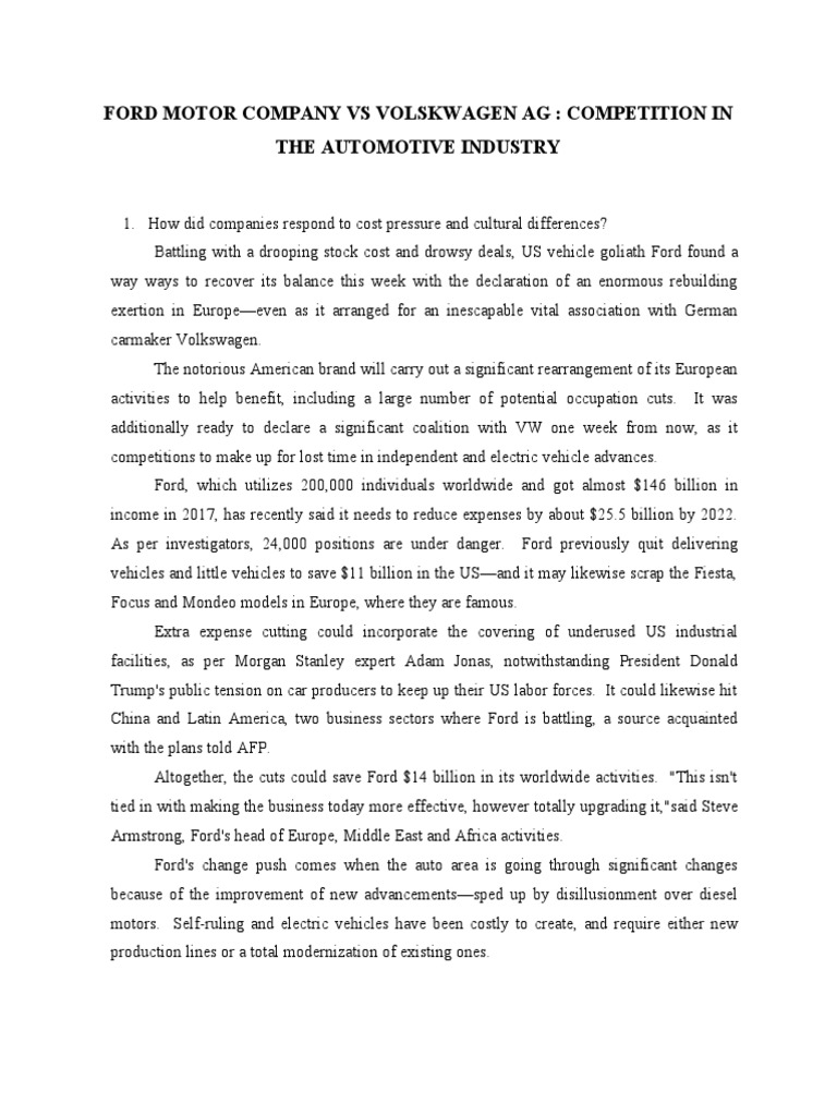Case Study Ford VW Partnership | PDF | Ford Motor Company | Volkswagen