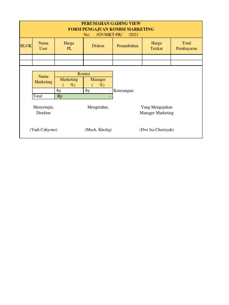 Form Pegajuan Komisi | PDF