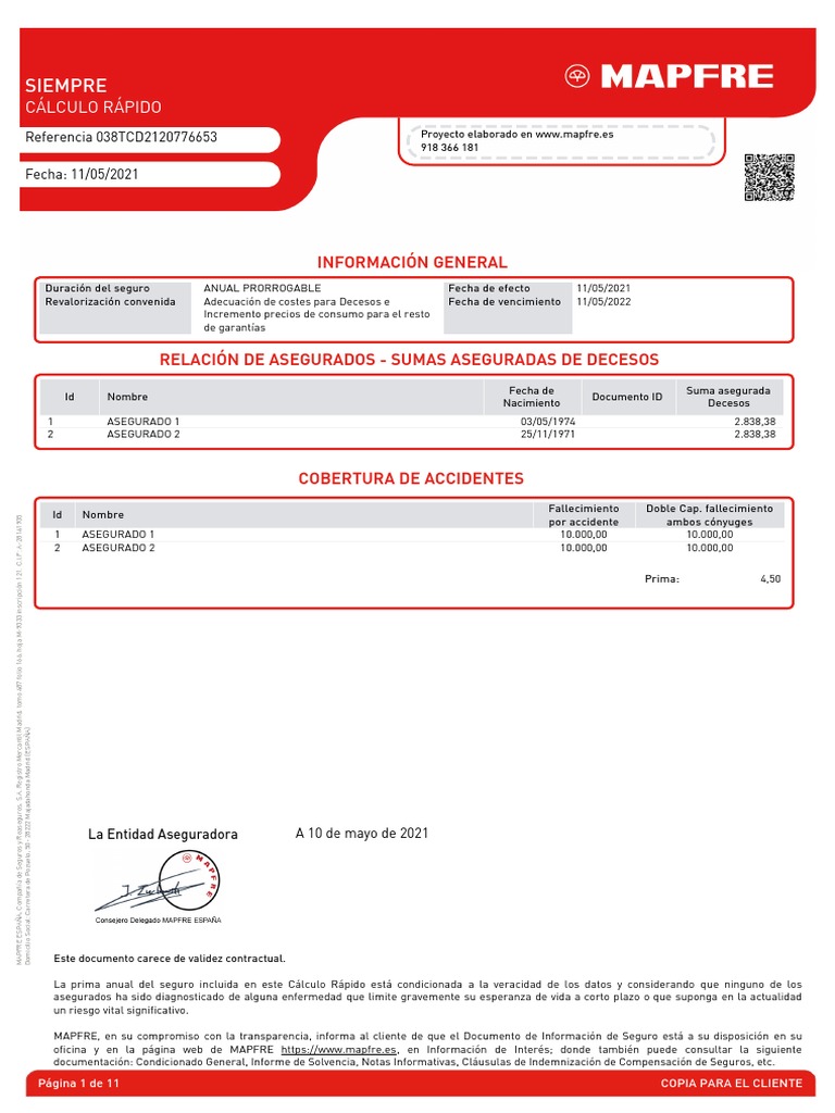 Tarificador - Decesos 4 | PDF | Póliza de seguros | Reaseguro