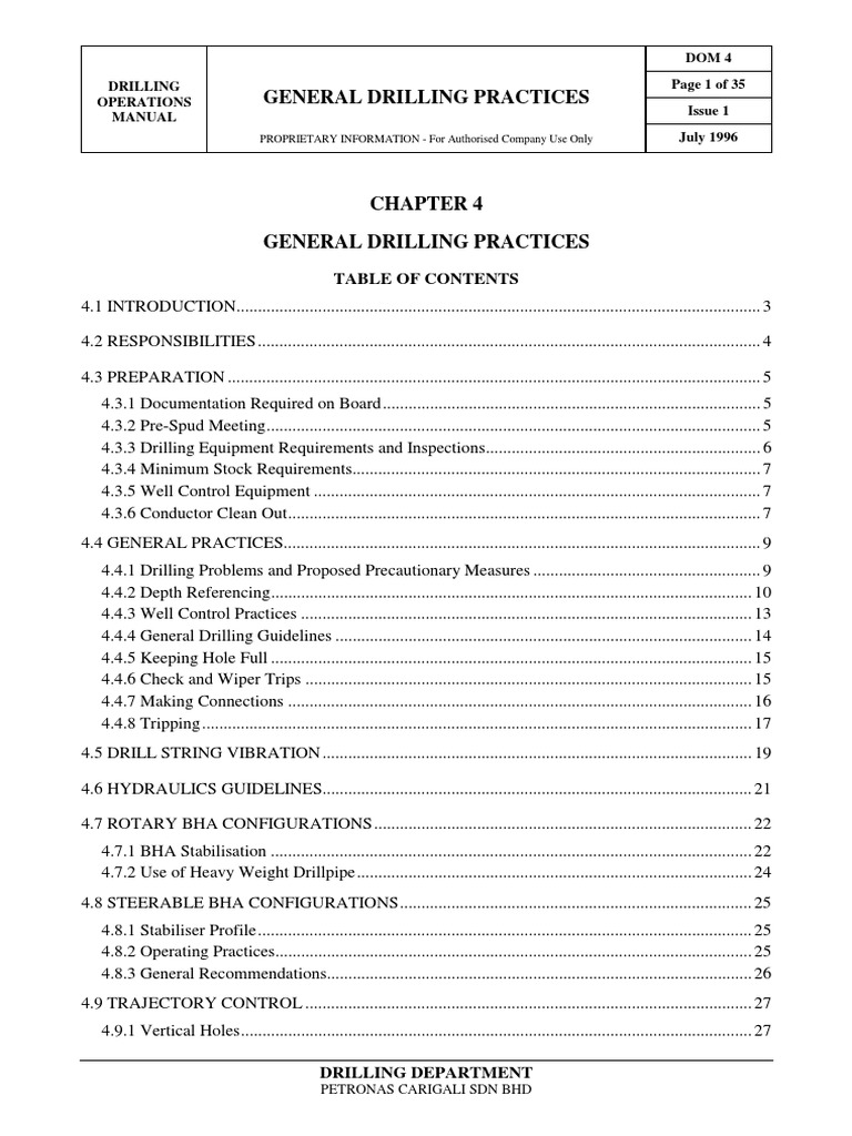 General Drilling Practice | PDF | Casing (Borehole) | Drilling Rig
