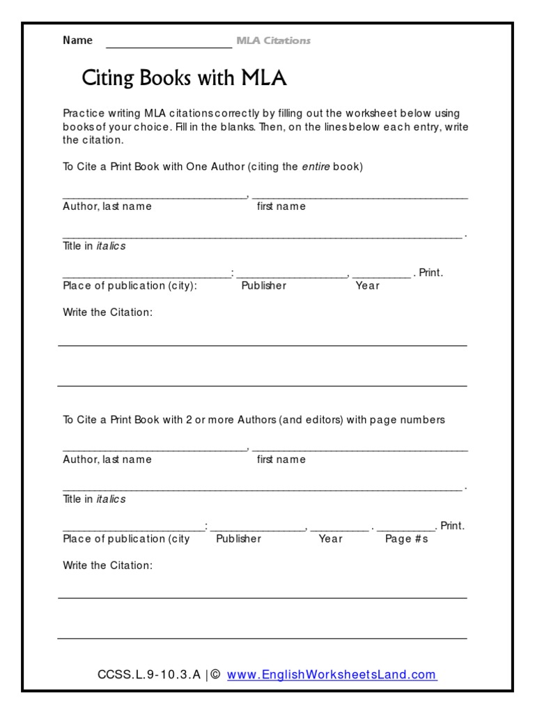 Citing Books With MLA | PDF