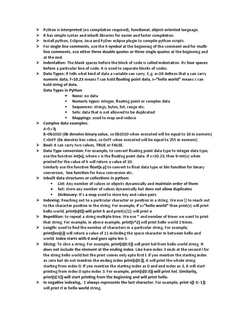 Python Notes Pdf Data Type Python Programming Language 8084