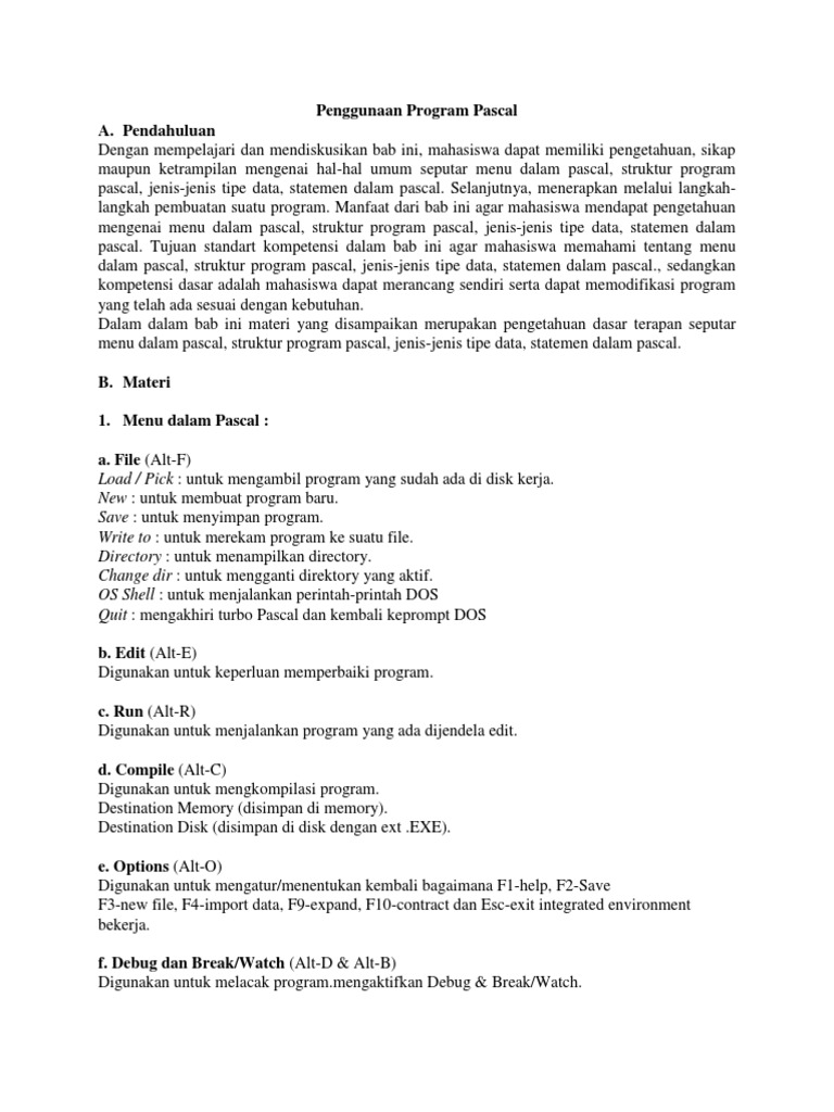 Panduan Dasar Pemrograman Pascal | PDF | Komputer
