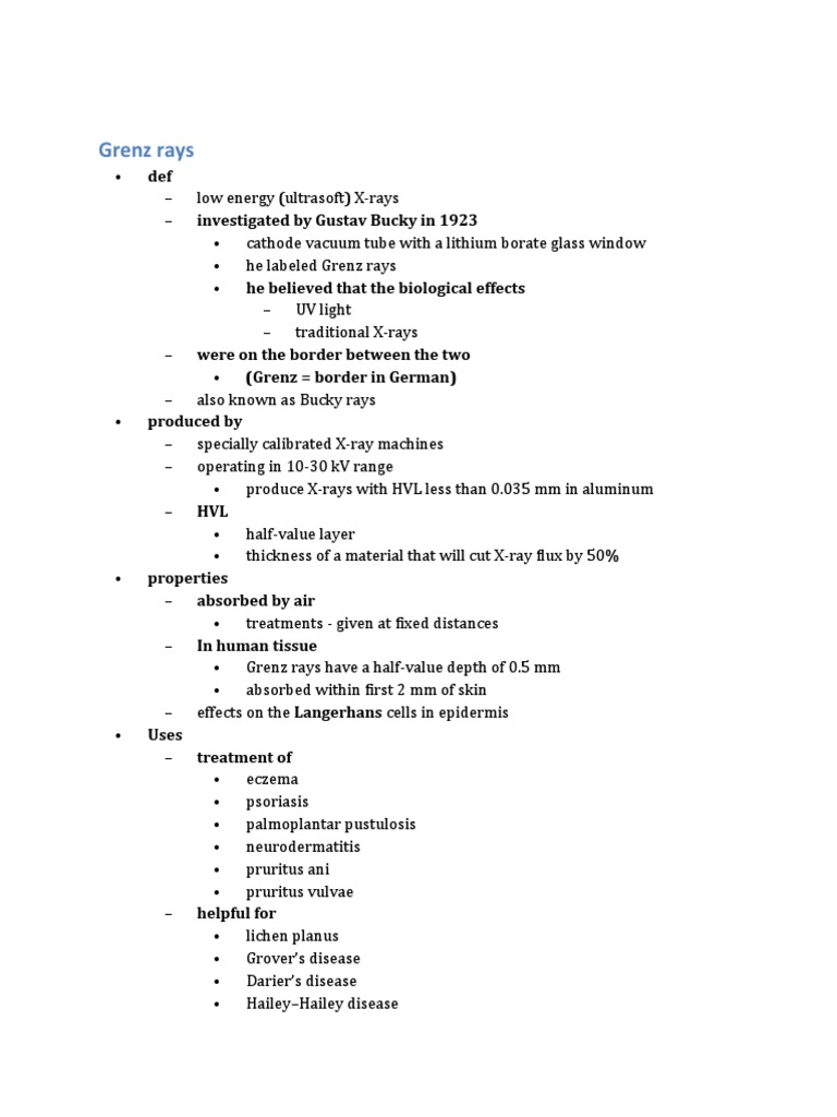 Grenz Rays: Def Investigated by Gustav Bucky in 1923 | PDF