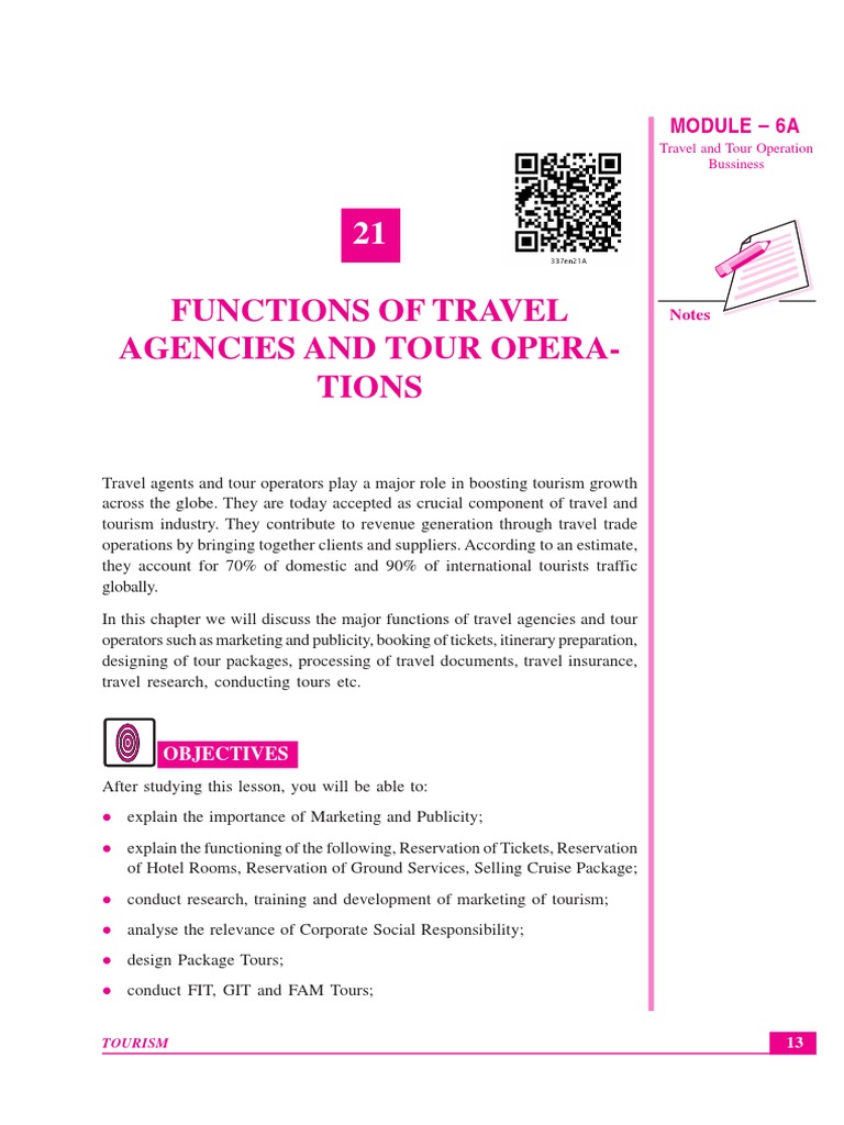 Functions of Travel Agencies and Tour Opera-Tions: Module - 6A | PDF ...