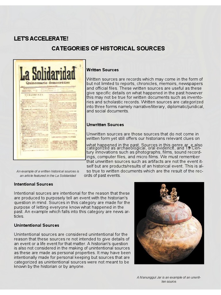 Categories of Historical Sources Explained | PDF | Narrative | Credibility