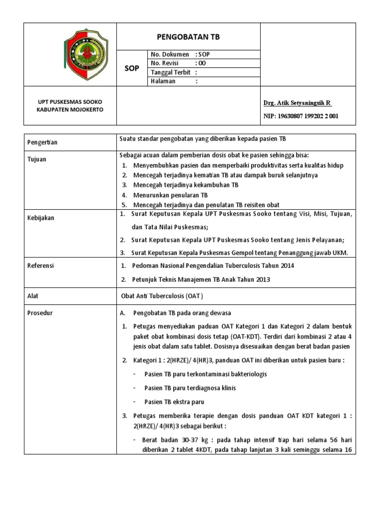 Sop Pengobatan TB | PDF | Pengembangan Diri | Kesehatan Holistik
