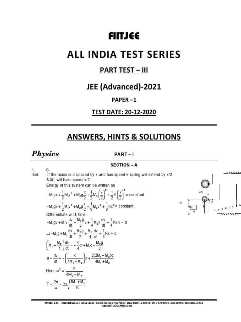 Aits 2021 PT III Jeea Paper 1 Sol | PDF | Photoelectric Effect ...