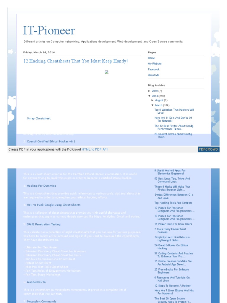12 Hacking Cheatsheets That You Must Keep Handy! | PDF | Security ...