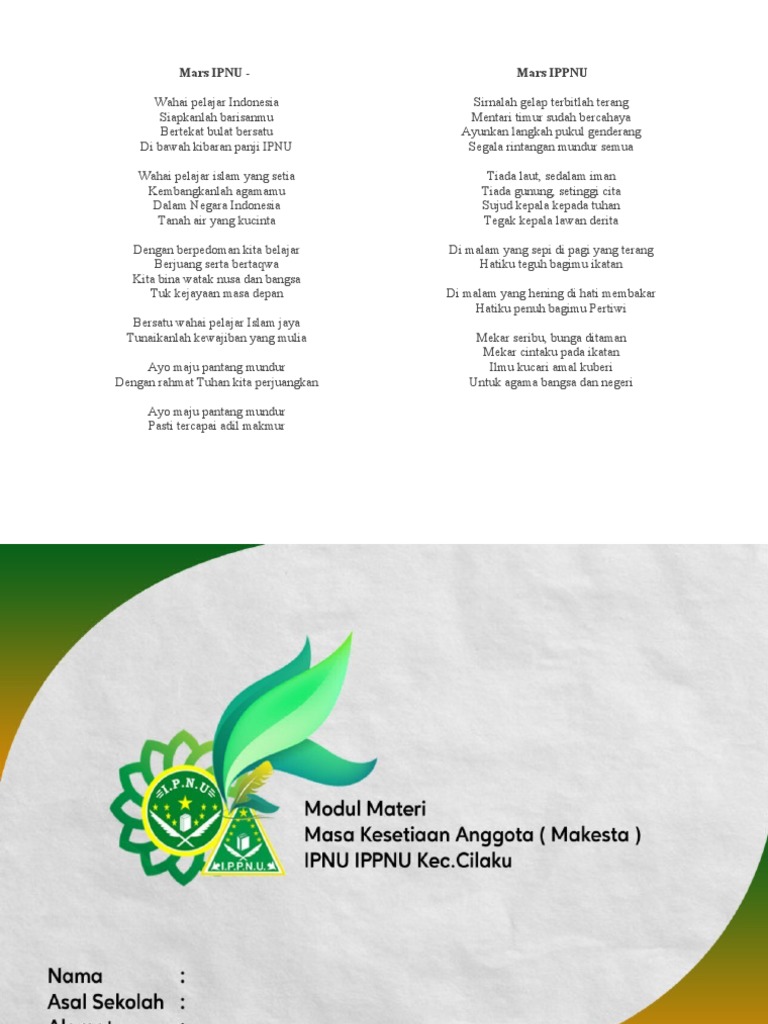 Lirik Mars IPNU dan IPPNU | PDF | Perjalanan | Seni & Disiplin Bahasa