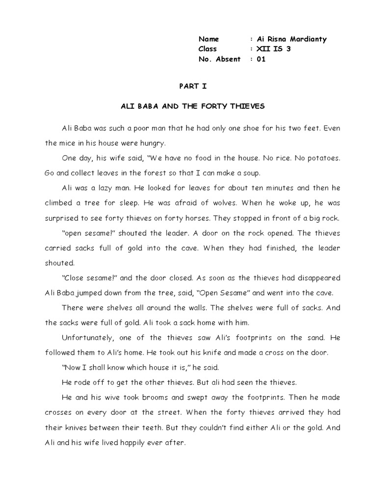 Ali Baba and The Forty Thieves | PDF | One Thousand And One Nights ...