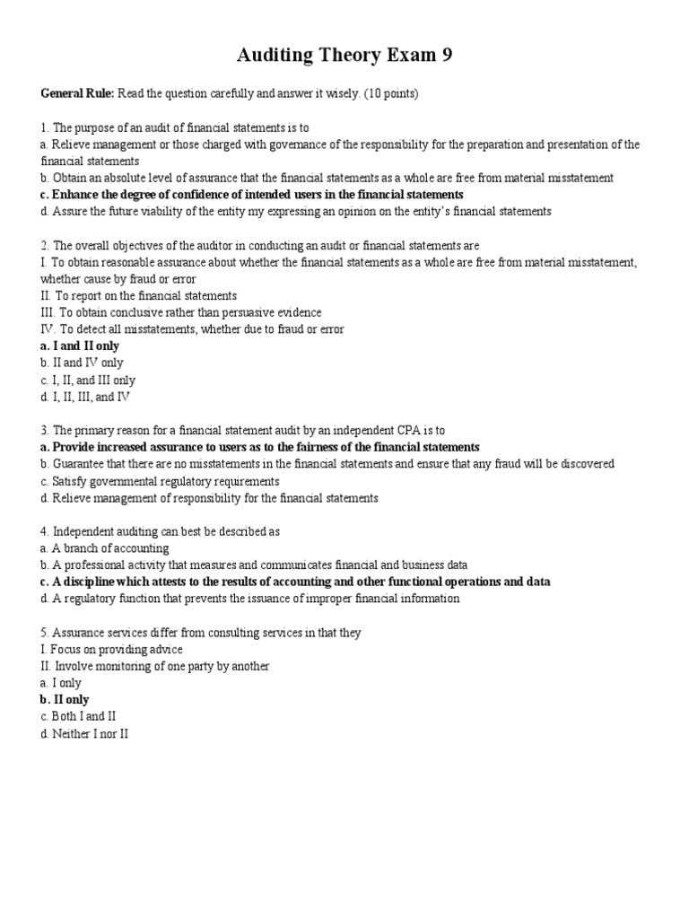 Aud-Theory Exam 9 | PDF