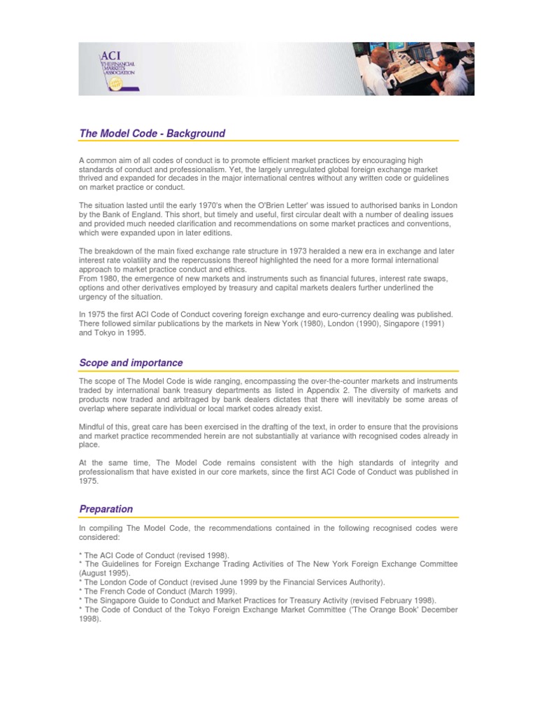 ACI Model Code | PDF | Foreign Exchange Market | Derivative (Finance)