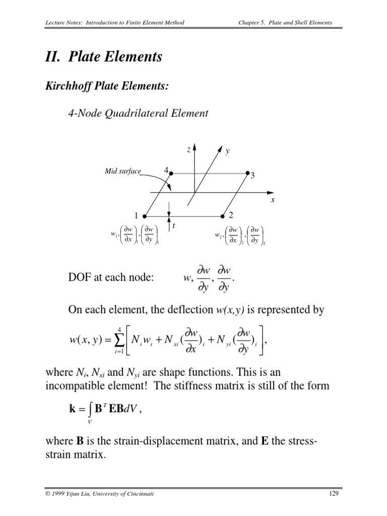 II. Plate Elements | PDF | Bending | Finite Element Method