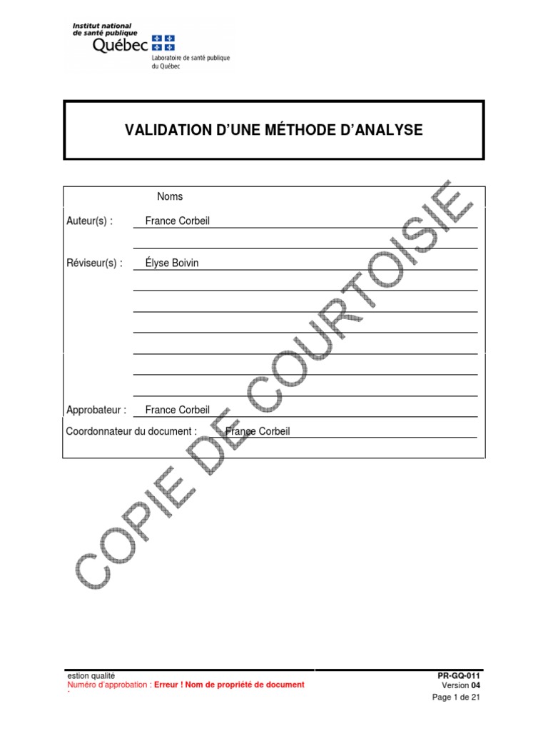 Validation de Methode | PDF | Erreur de mesure | Sensibilité et spécificité