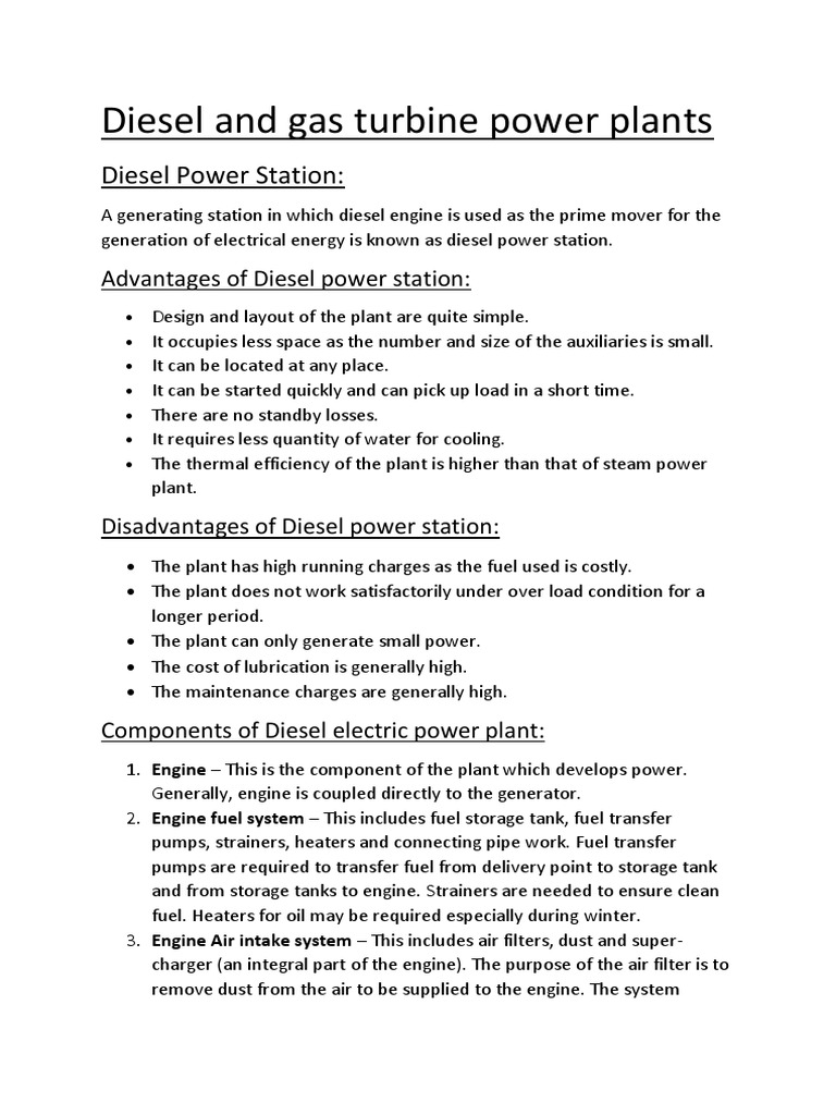 Diesel Power Plant | PDF | Engines | Diesel Engine