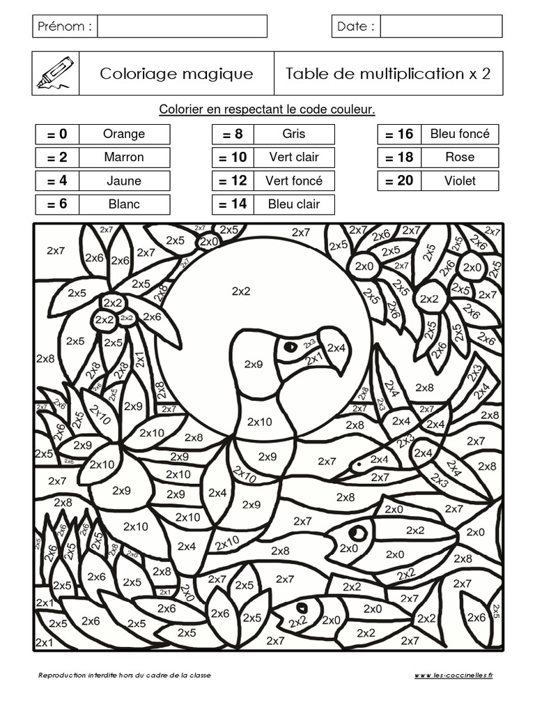 Coloriage Magique Dodo Table Multiplication x2 | PDF