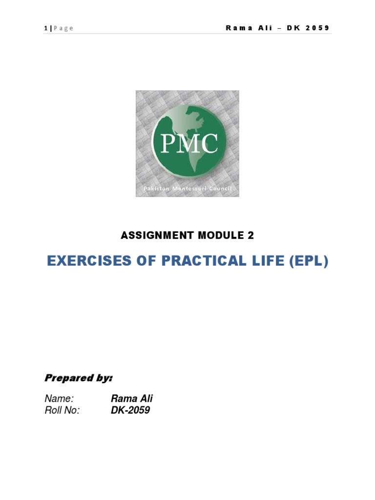 Importance of Exercises of Practical Life (EPL) for Children's ...