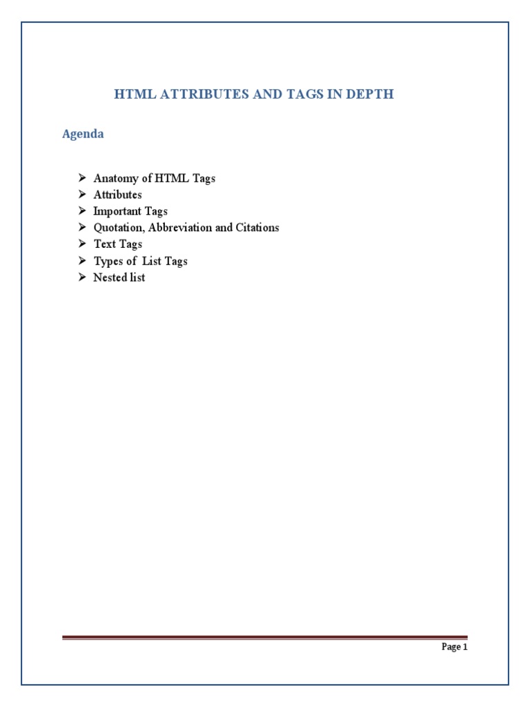 HTML Attributes and Tags | PDF | Html Element | Html