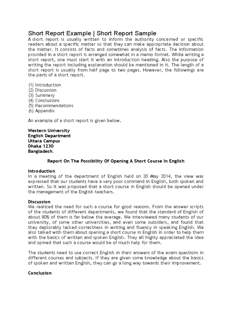Short Report Writing | PDF | English Language | Test (Assessment)