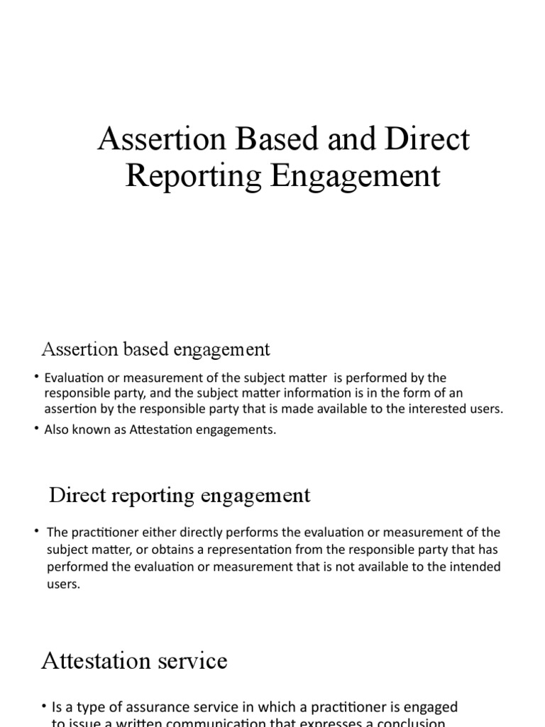 Assertion Based and Direct Reporting Engagement | PDF