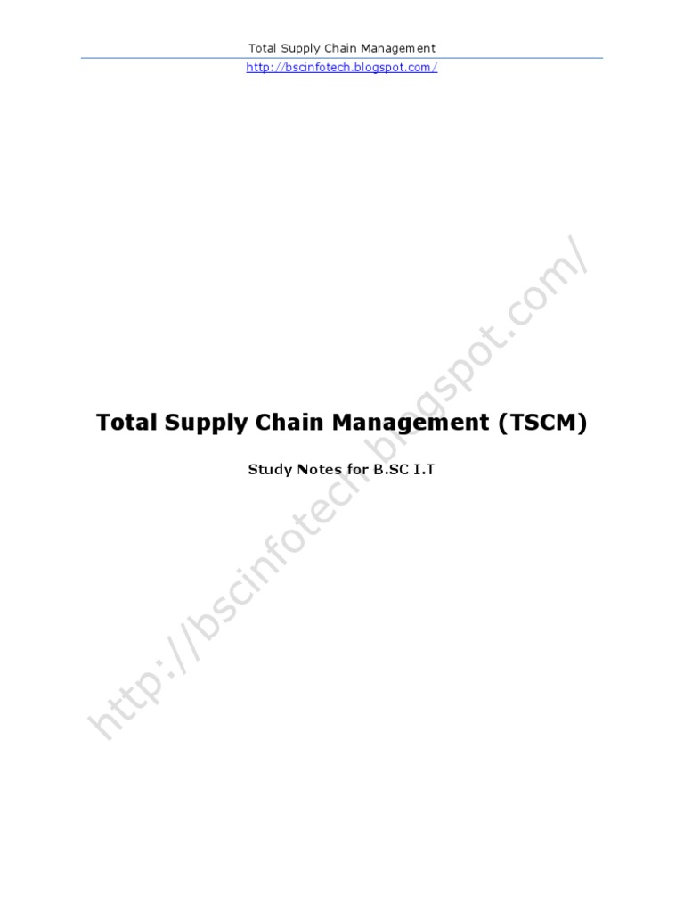 Total Supply Chain Management (TSCM) | PDF | Supply Chain | Logistics