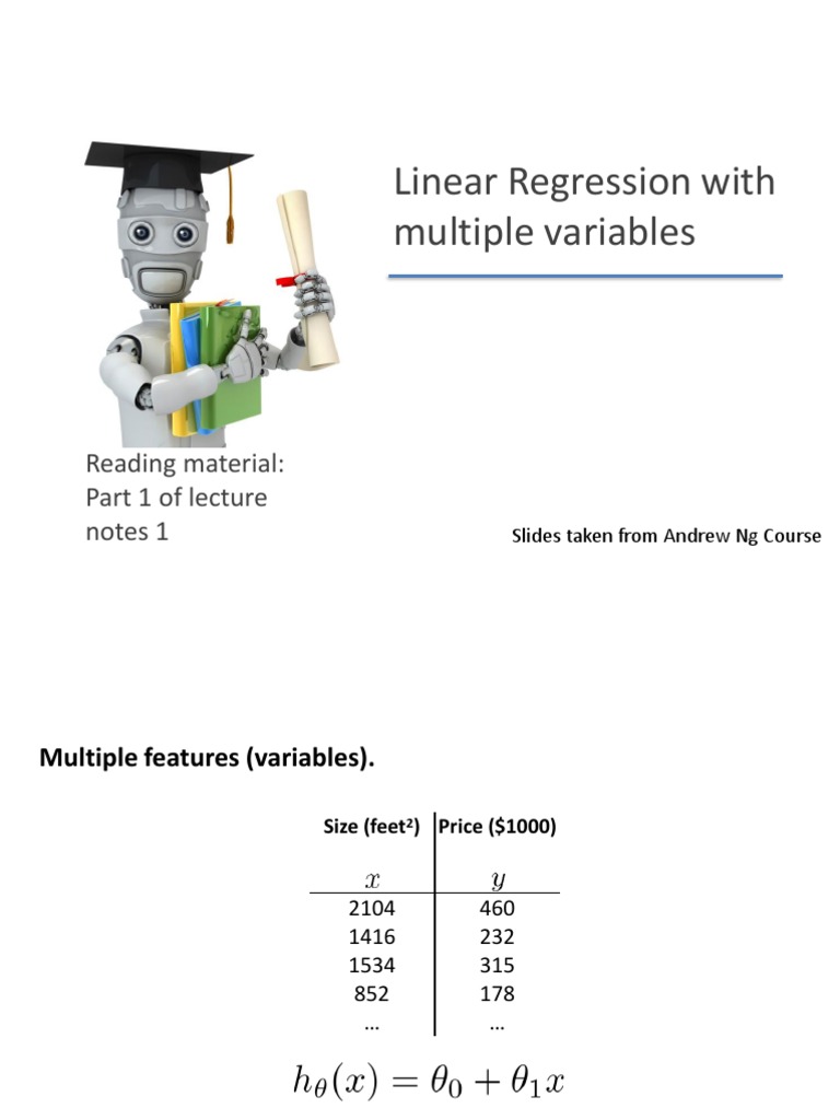 Linear Regression With Multiple Variables Gradient Descent And The Normal Equation Pdf 