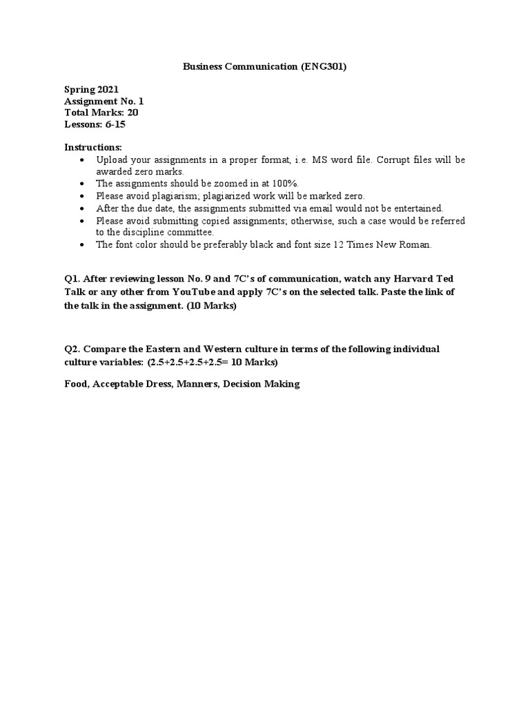 Spring 2021 - ENG301 - 1 | PDF