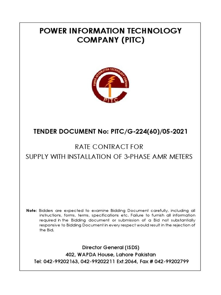 Power Information Technology Company (Pitc) : TENDER DOCUMENT No: PITC ...
