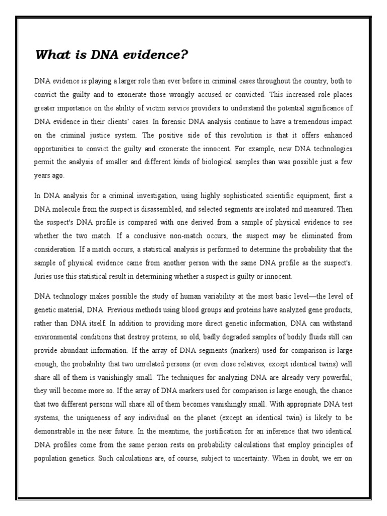What Is DNA Evidence? | PDF | Dna Profiling | Dna