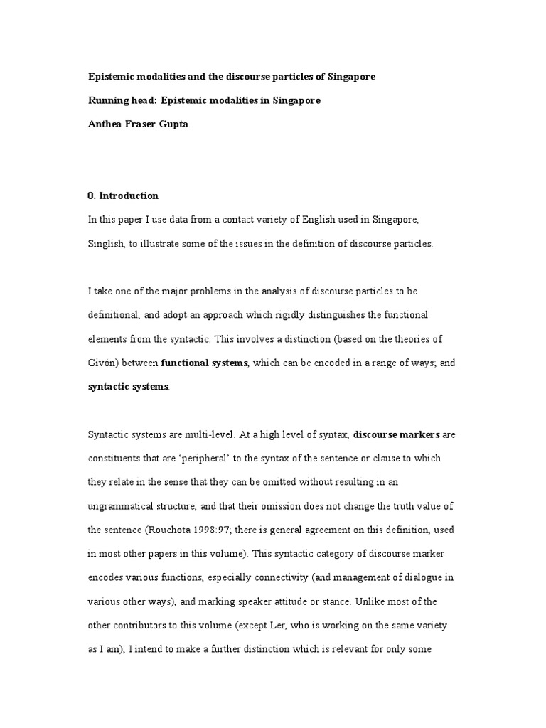Gupta - Epistemic Modalities | PDF | Word | Tone (Linguistics)
