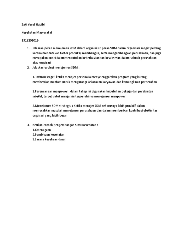 Tugas SDM Zaki Yusuf Habibi | PDF | Karier & Perkembangan | Bisnis