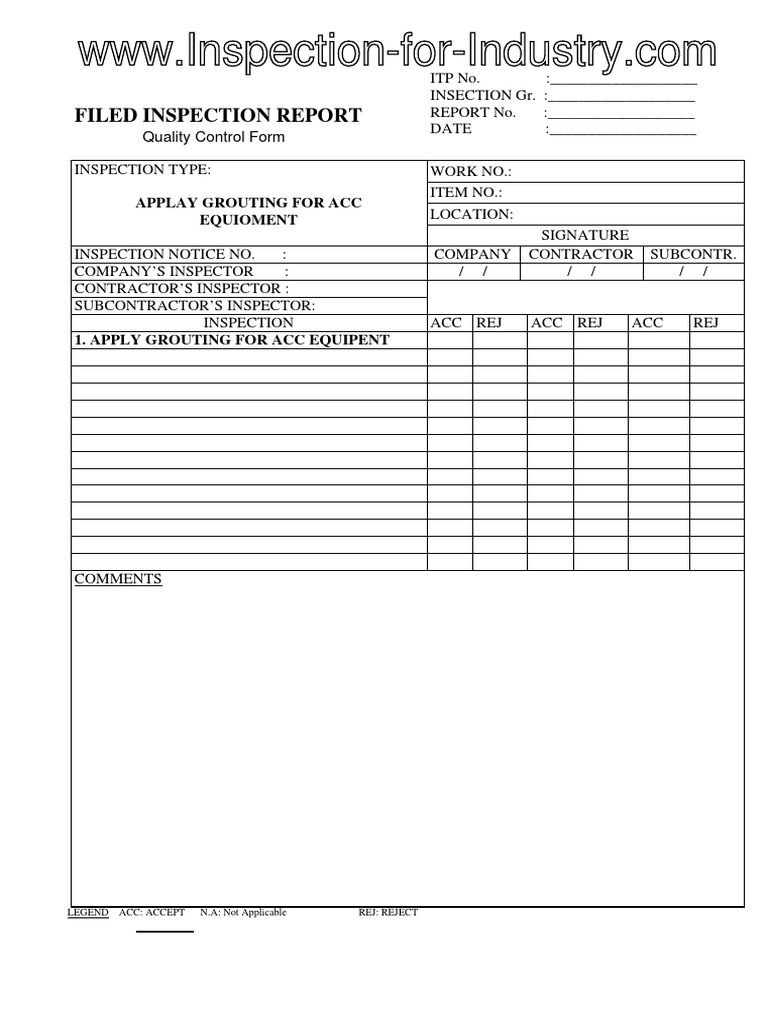 Apply Grouting For ACC Equipment Quality Control and Inspection Report ...