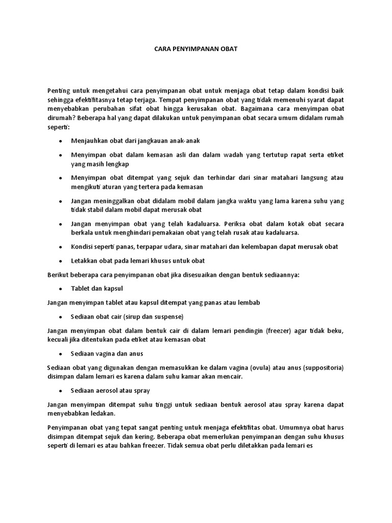 Cara Penyimpanan Obat Pdf Kesehatan Holistik Sains Matematika