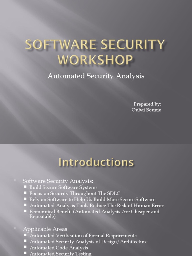 Automated Security Analysis: Prepared By: Oubai Bounie | PDF | Formal Methods | Computer Programming
