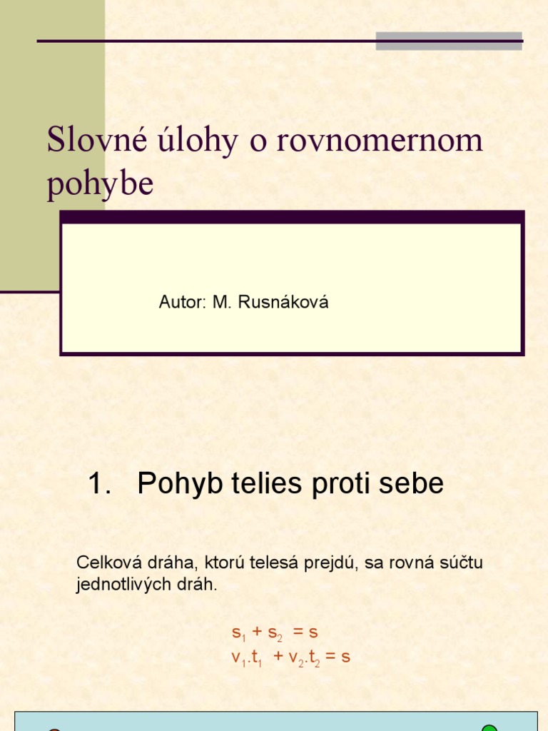 M9 Rovnomerny Pohyb Typy Uloh | PDF