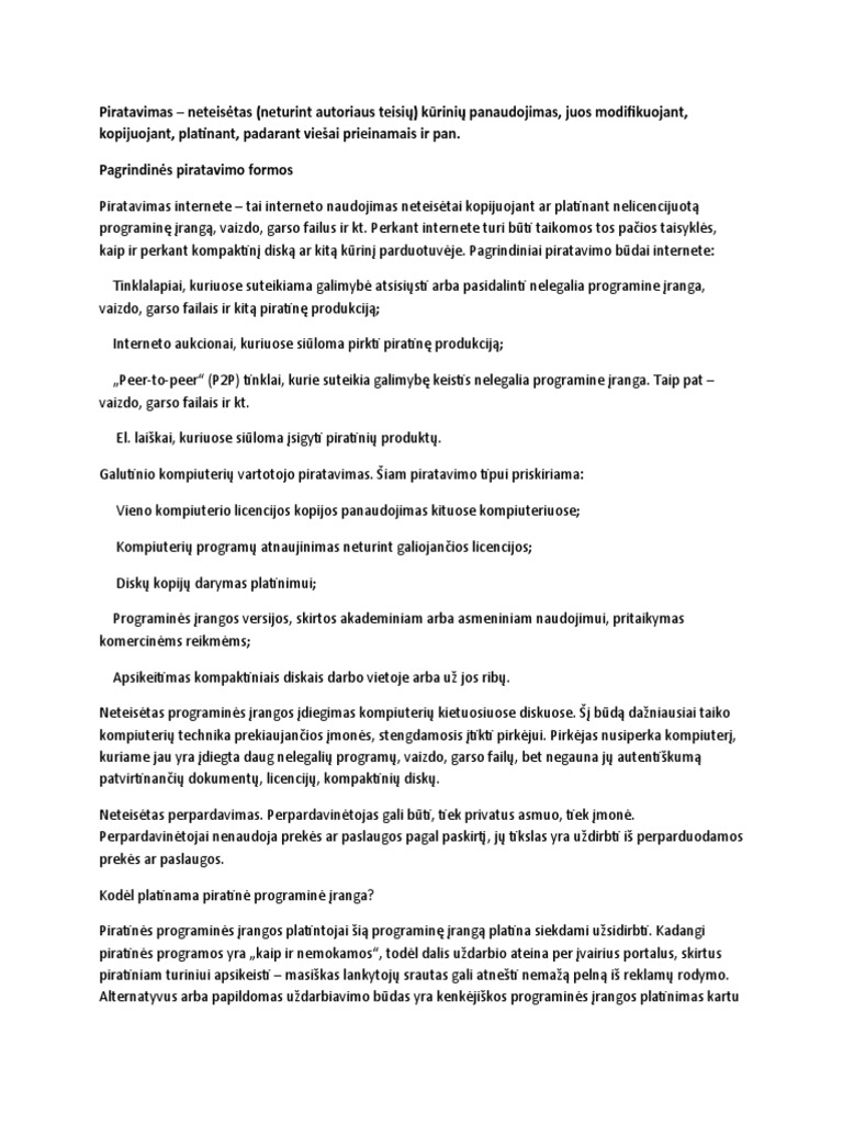 Piratavimo Problematika | PDF